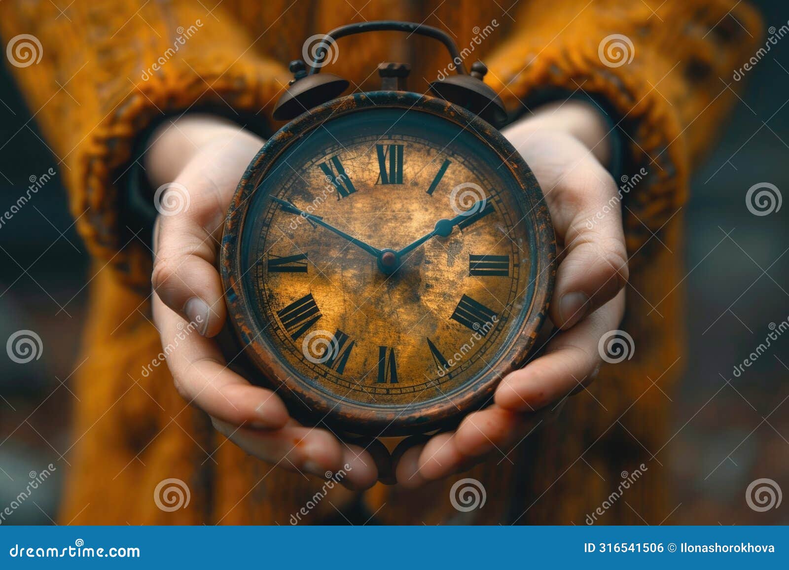 Hands Holding Clock. Ai Generated Stock Photo - Image of generated ...