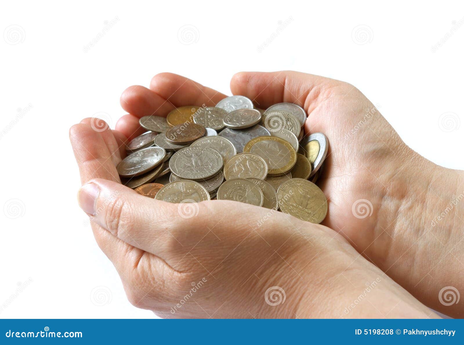 Hands Holding Coins Royalty Free Stock Photos - Image: 5198208