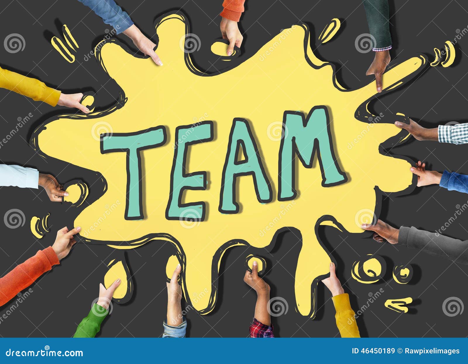 Hands Holding Comic Splash with the Word Team Stock Illustration ...