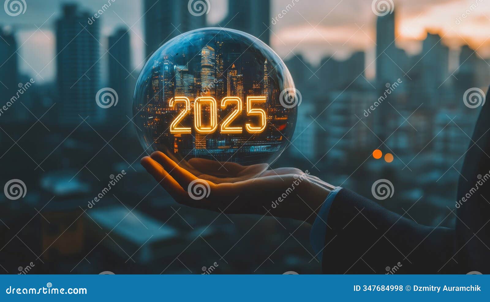 Hands Holding a Contemporary Globe, with the Year 2025 Standing Out ...