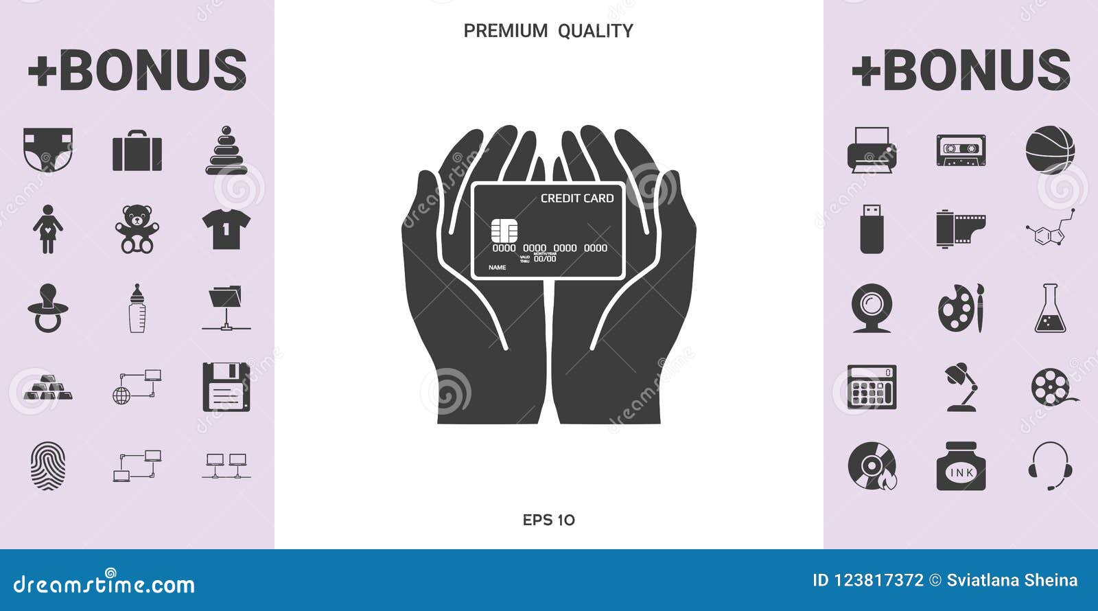 Hands Holding Credit Card - Icon Stock Vector - Illustration of ...