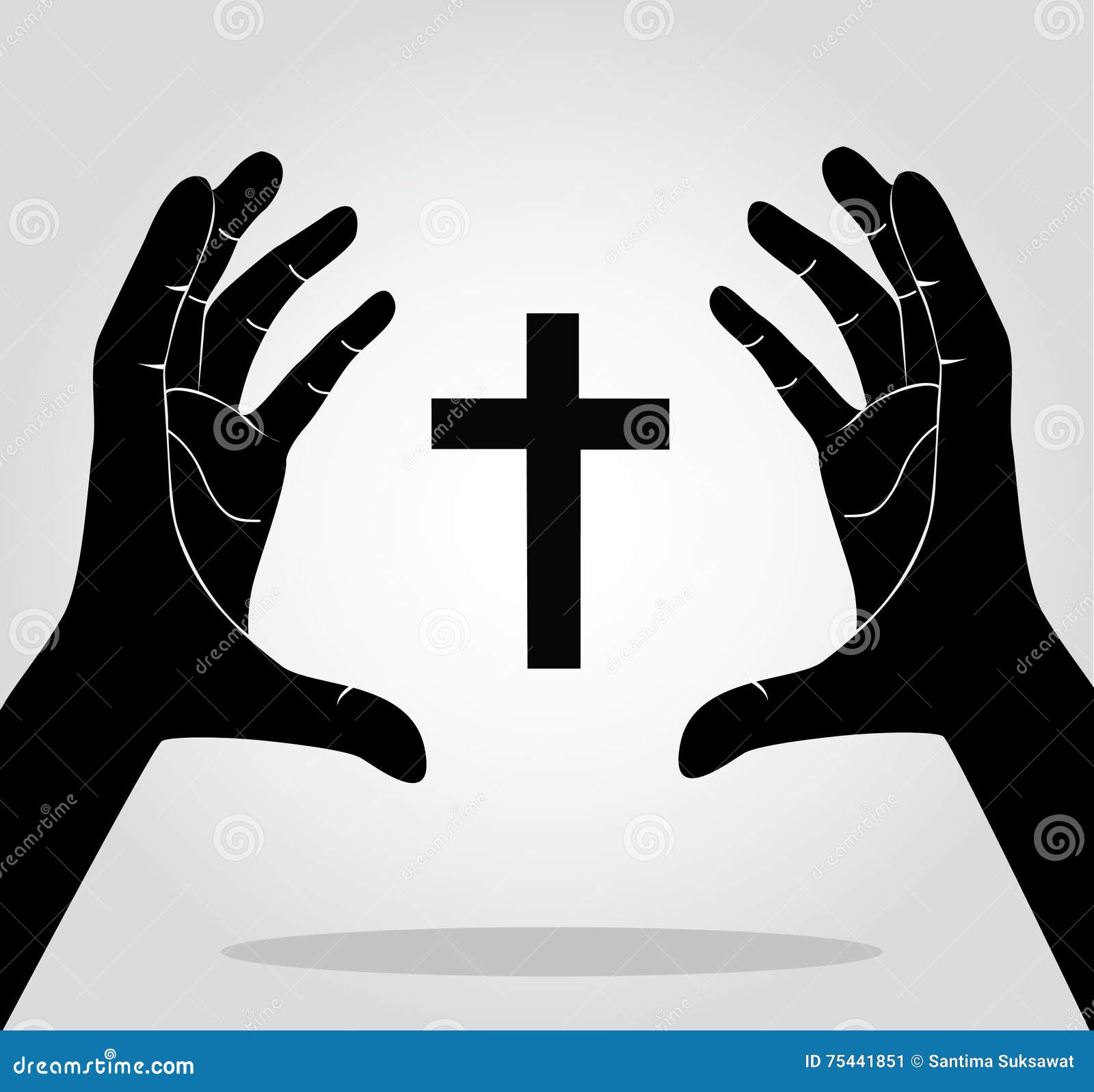Hands Holding The Cross Cartoon Vector | CartoonDealer.com #75441851
