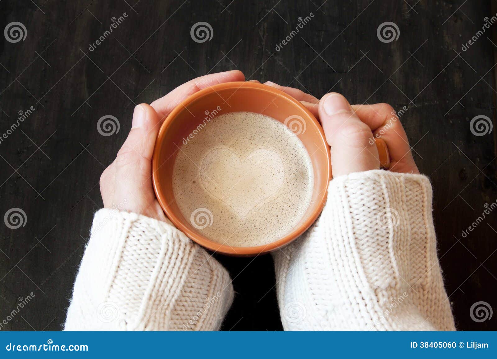 Hands Holding Cup of Coffee with Heart Shape Stock Photo - Image of ...