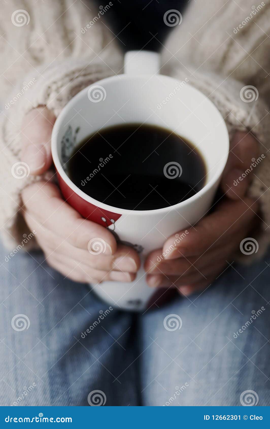 Hands Holding Cup of Dark Coffee Stock Image - Image of tasty, hand ...