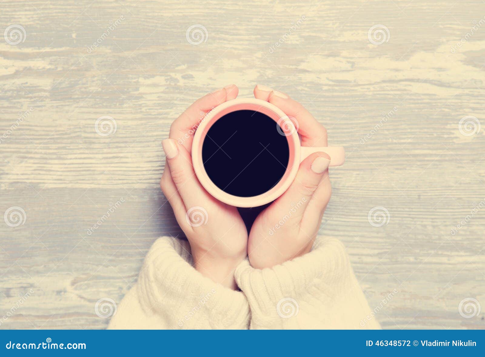 Hands holding cup stock photo. Image of table, hand, copy - 46348572