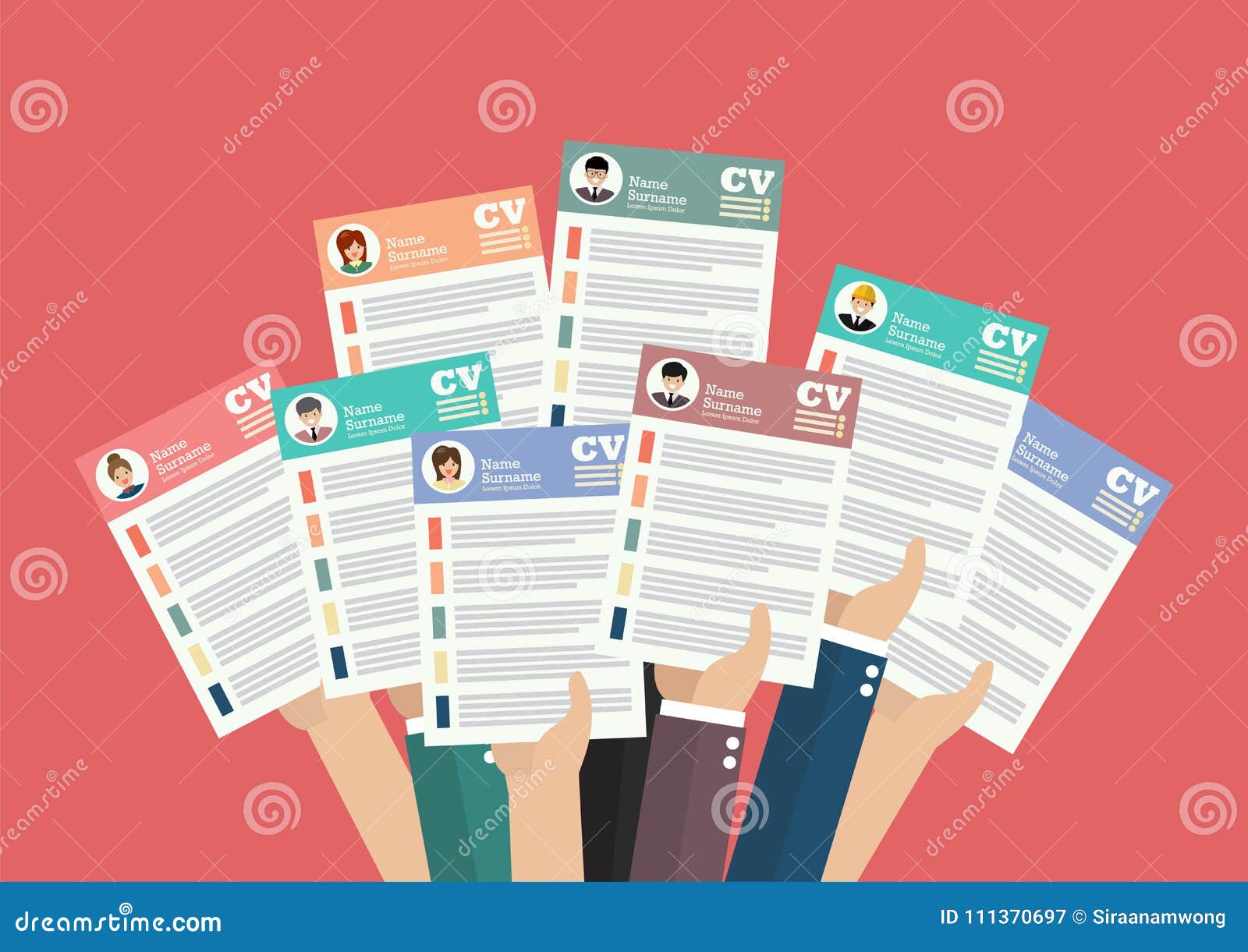 Hands Holding Cv Resume Documents Stock Vector - Illustration of hand ...