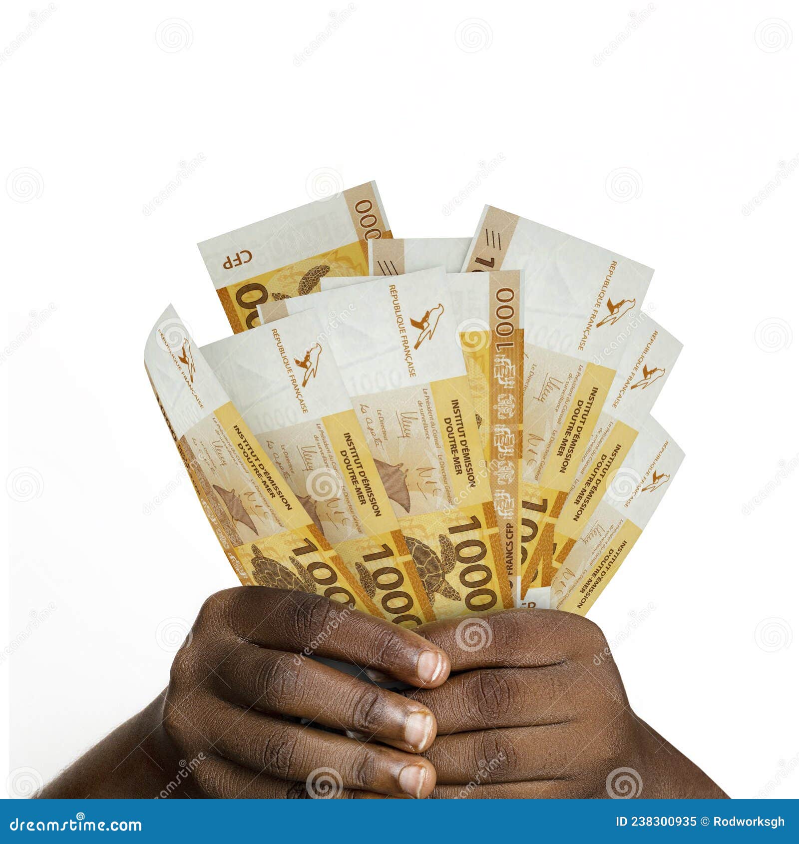 Hands Holding 3D Rendered CFP Franc Notes Stock Image - Image of money ...