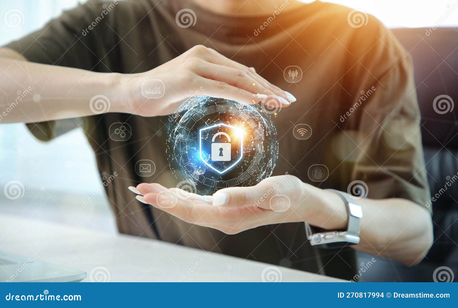 Hands Holding Data Lockpad, Data Protection and Insurance Business ...