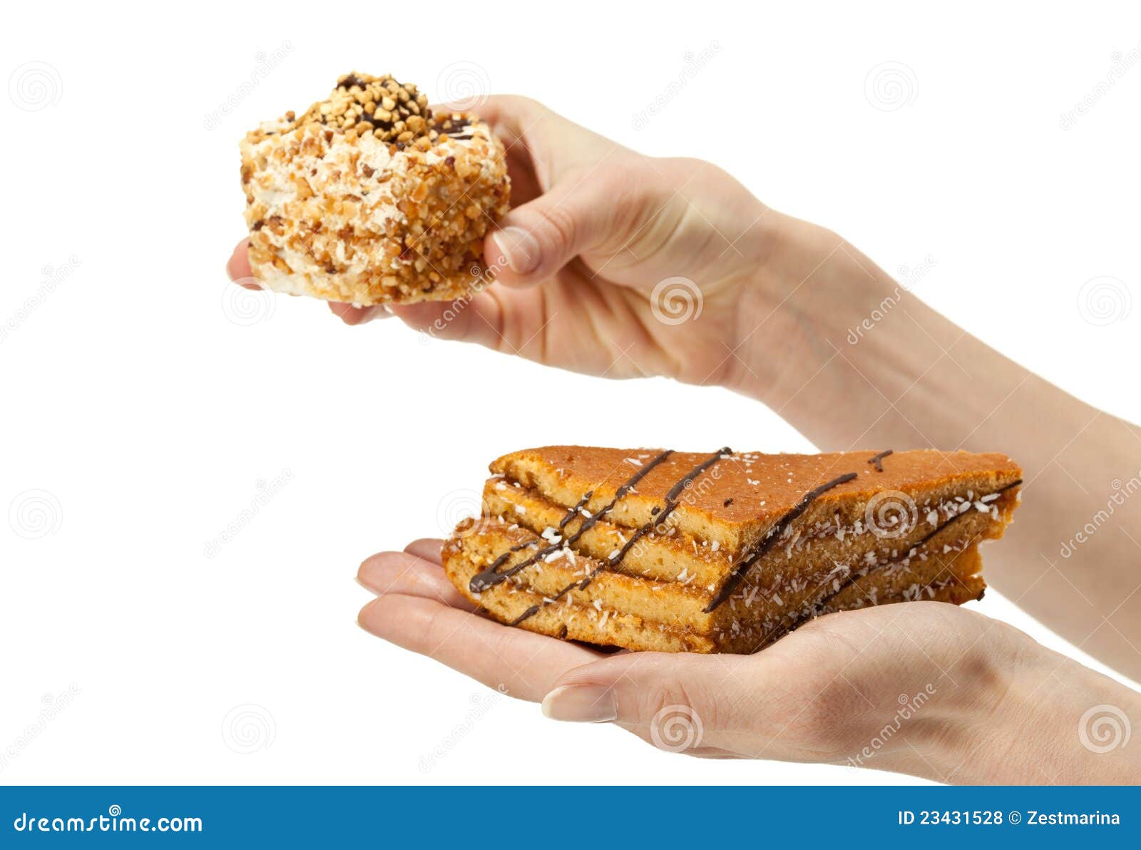 Hands Holding Delicious Cakes Stock Photo - Image of delicious, cutout ...