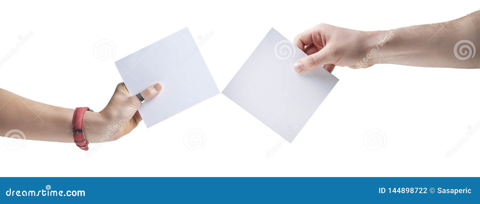 Hands Holding, Delivering Blank White Paper Stock Photo - Image of hand ...