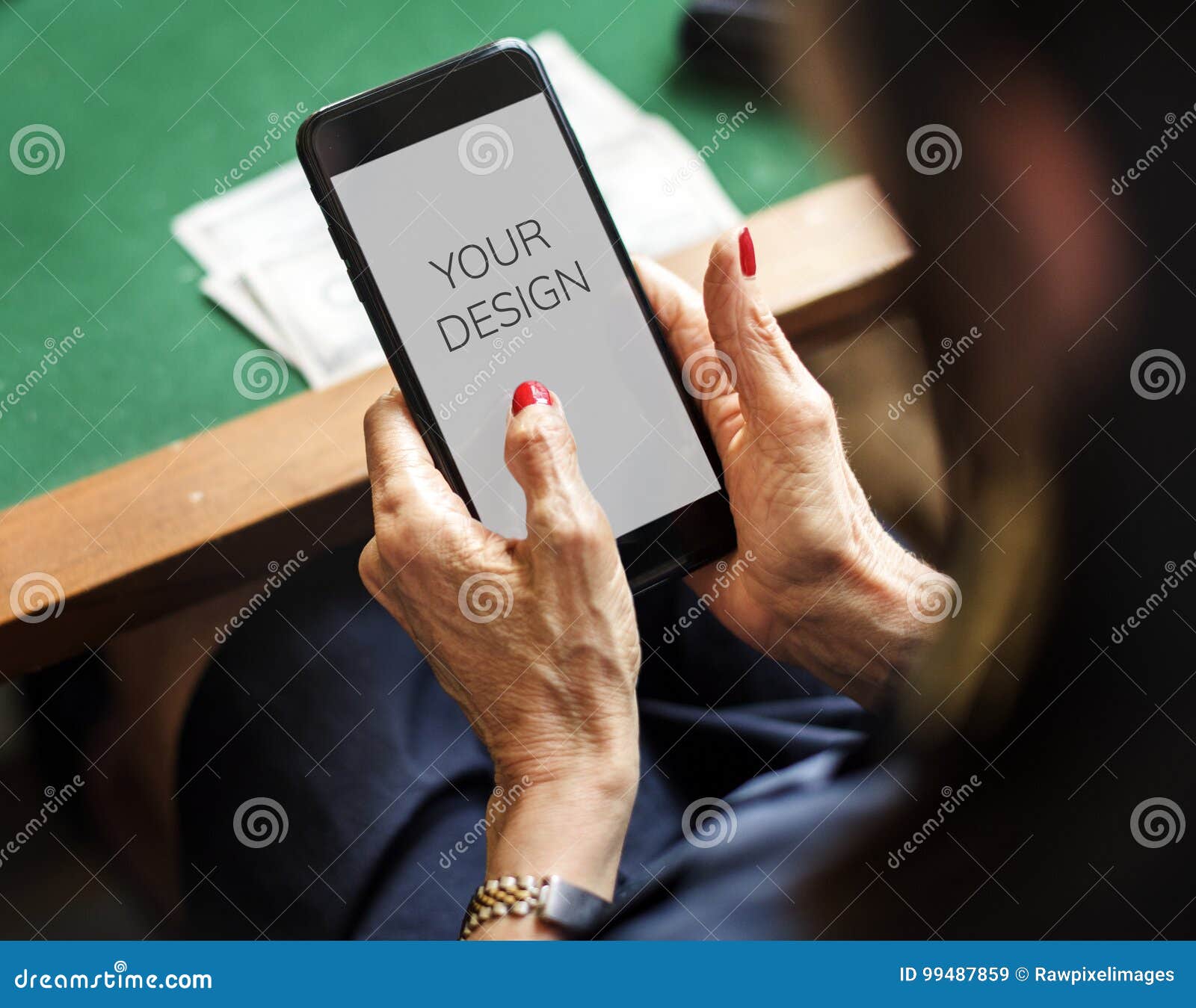 Hands are Holding Design Space Smartphone Stock Image - Image of ...