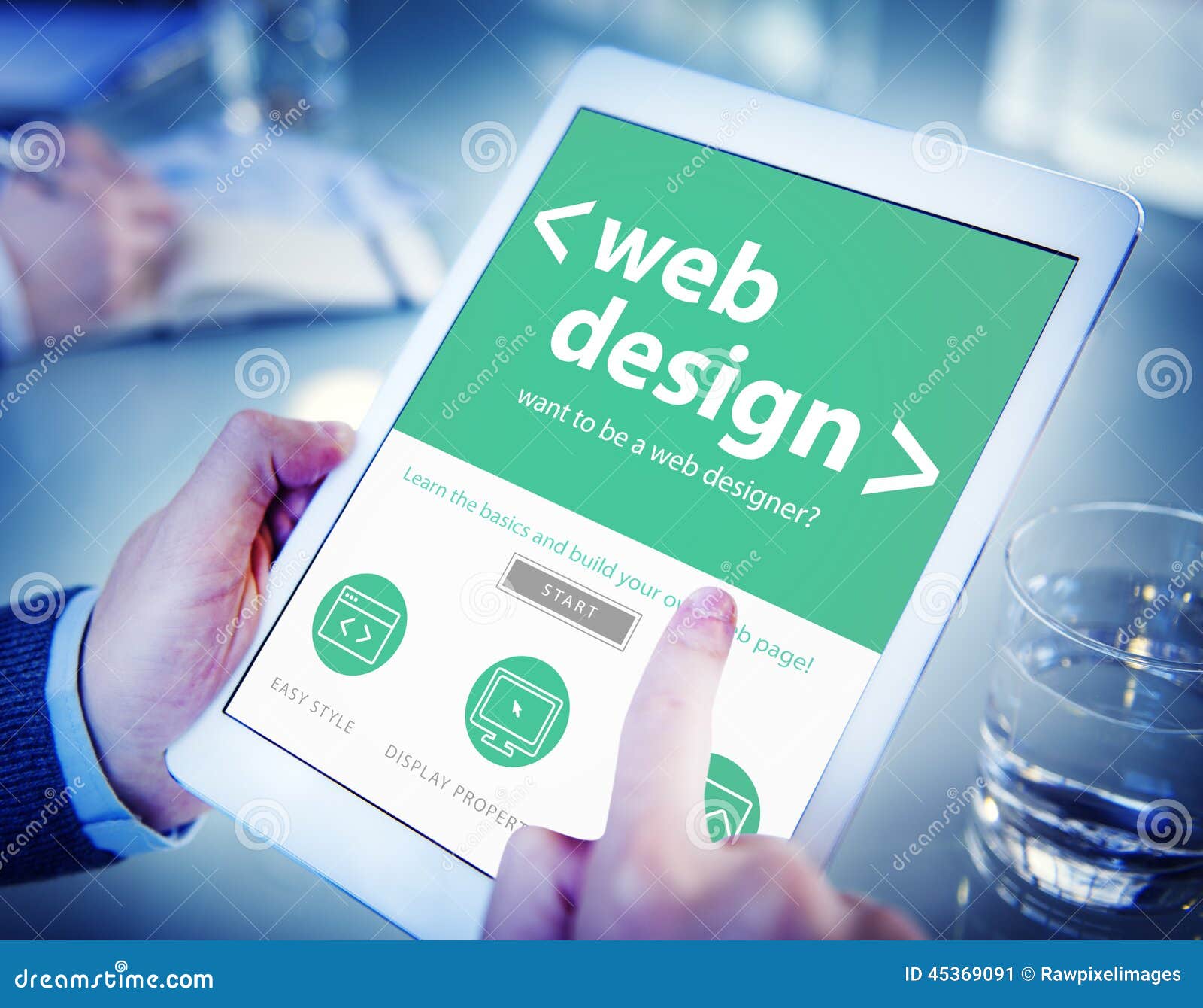 Hands Holding Digital Tablet Web Design Stock Image - Image of hands ...