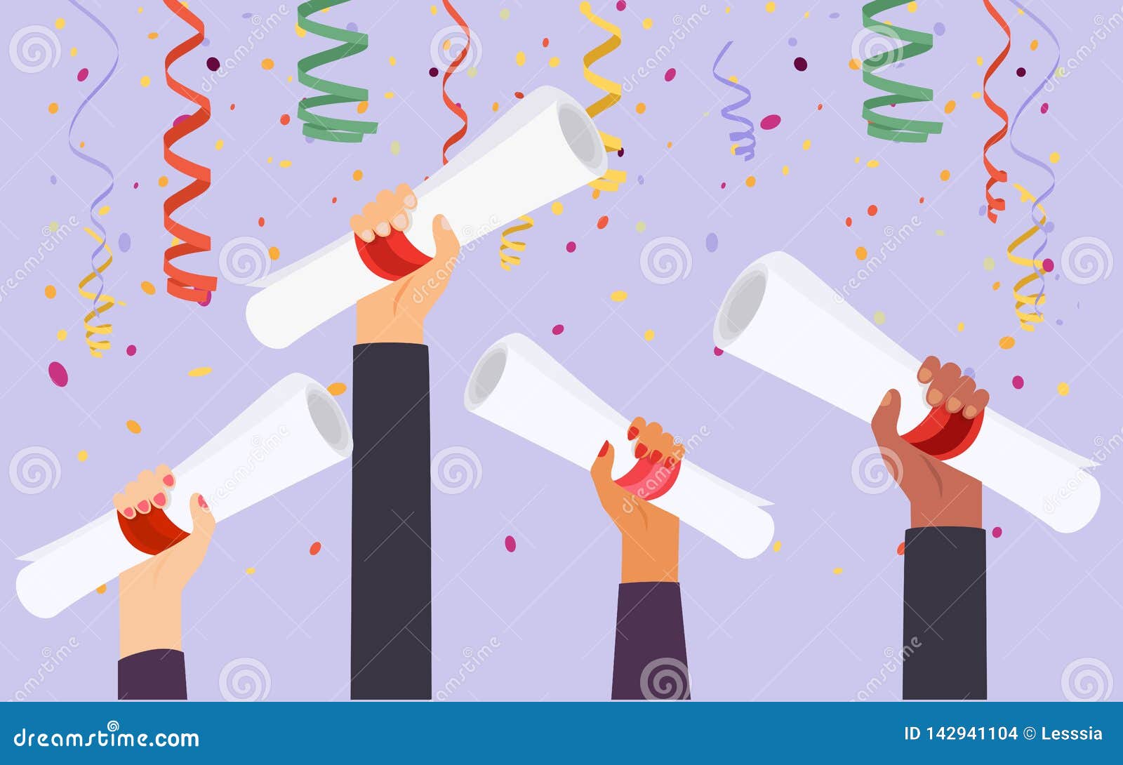 Hands Holding Diploma Graduation. Flat Design Modern Vector ...