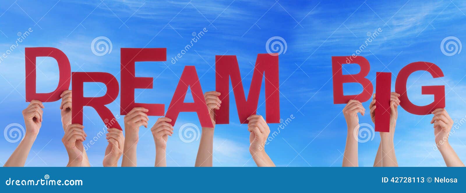 Hands Holding Dream Big in the Sky Stock Image - Image of outdoors ...