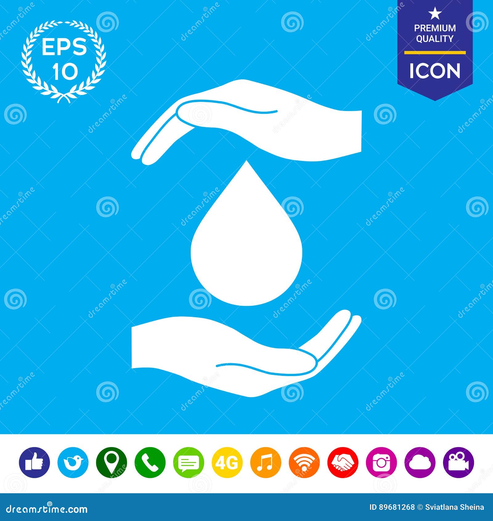 Hands Holding Drop - Protection Icon Stock Illustration - Illustration ...