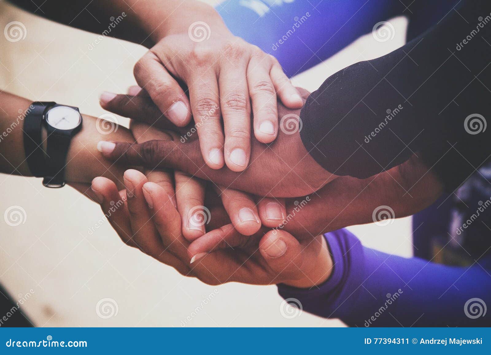 Diverse Group of People Holding Hands in Supportive Gesture Stock Image ...