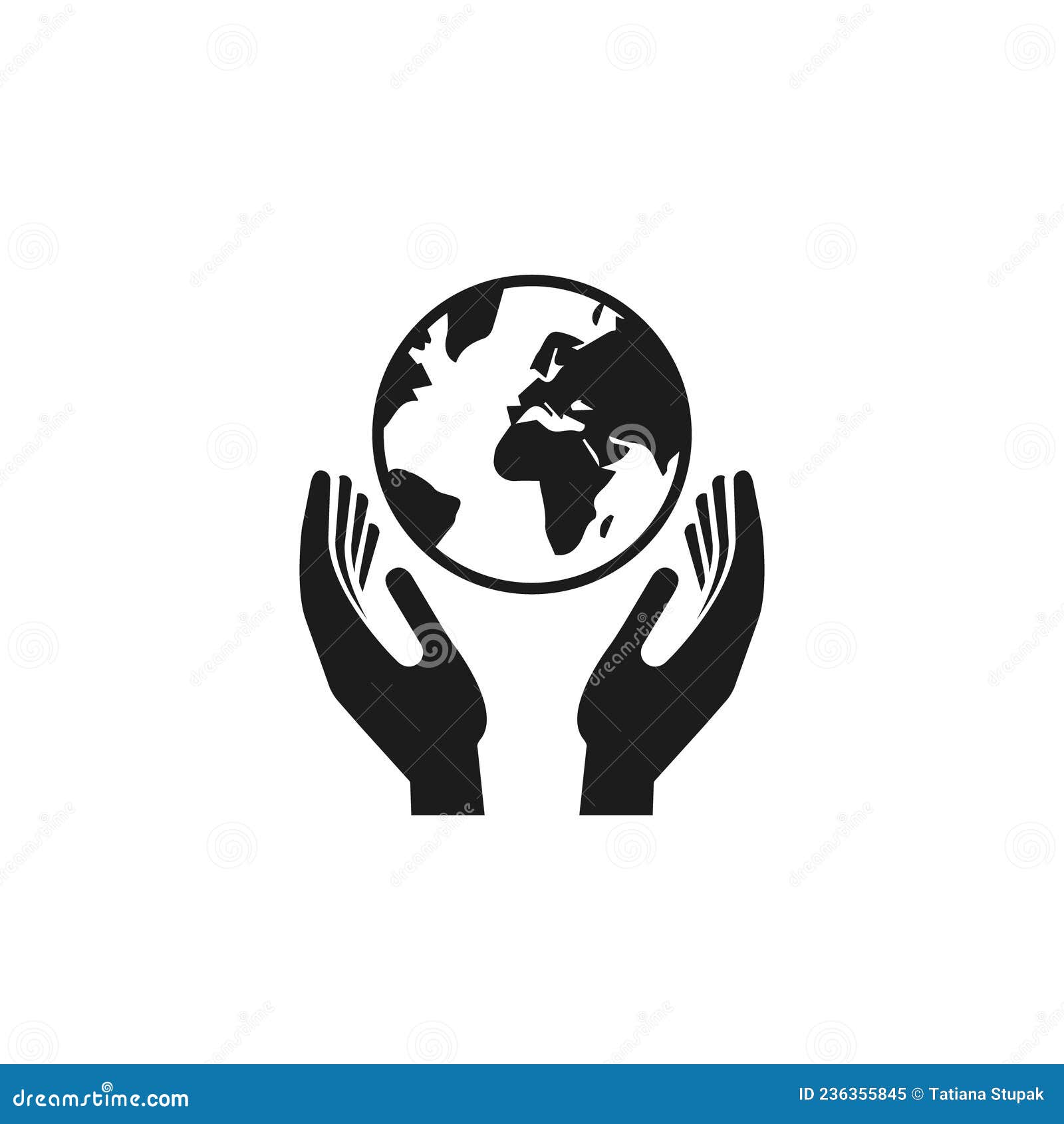 Hands Holding Earth Icon. Save Planet Concept Flat Design Vector ...