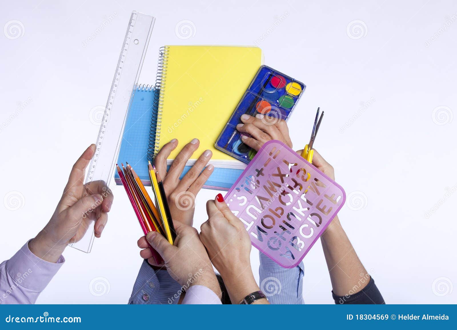 Hands Holding Education Objects Stock Image - Image of human, alphabet ...