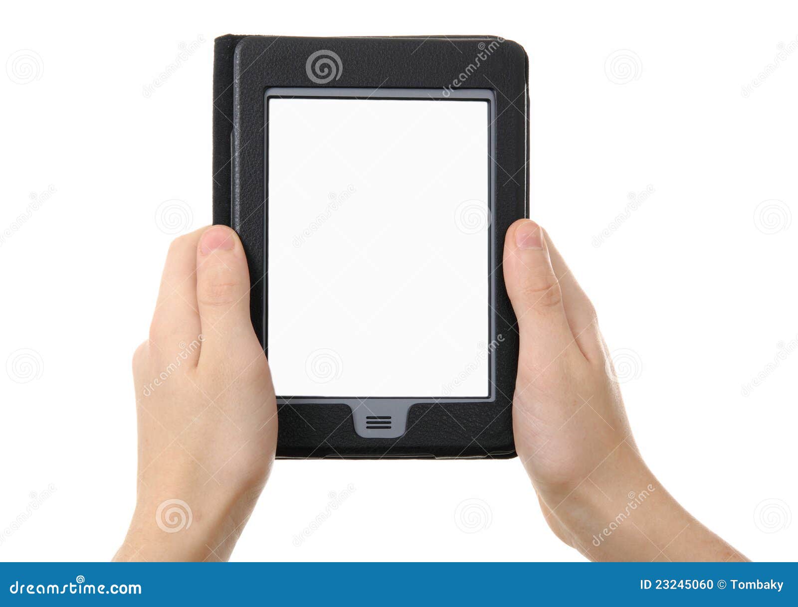 Hands Holding Empty Electronic E-reader Stock Photo - Image of path ...
