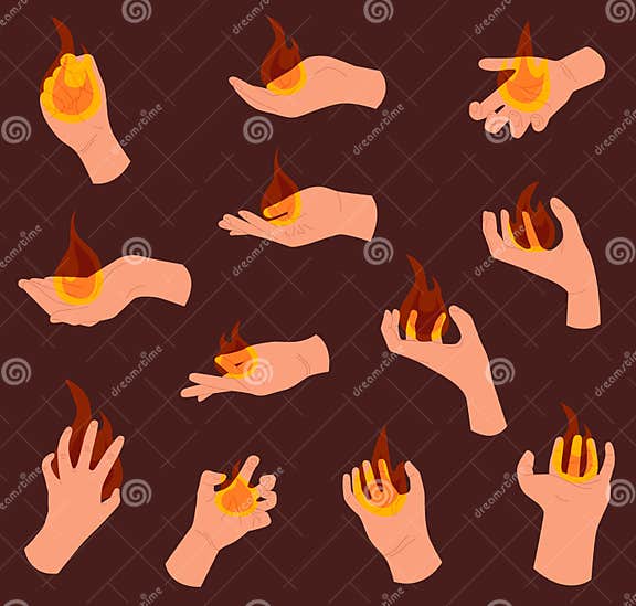 Hands holding fire stock vector. Illustration of ignition - 309459203