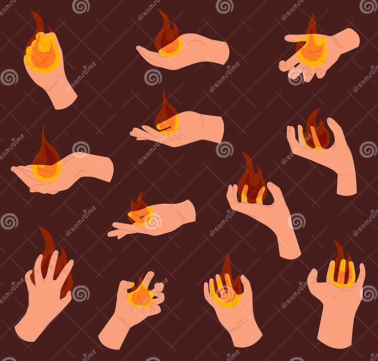 Hands holding fire stock vector. Illustration of ignition - 309459203