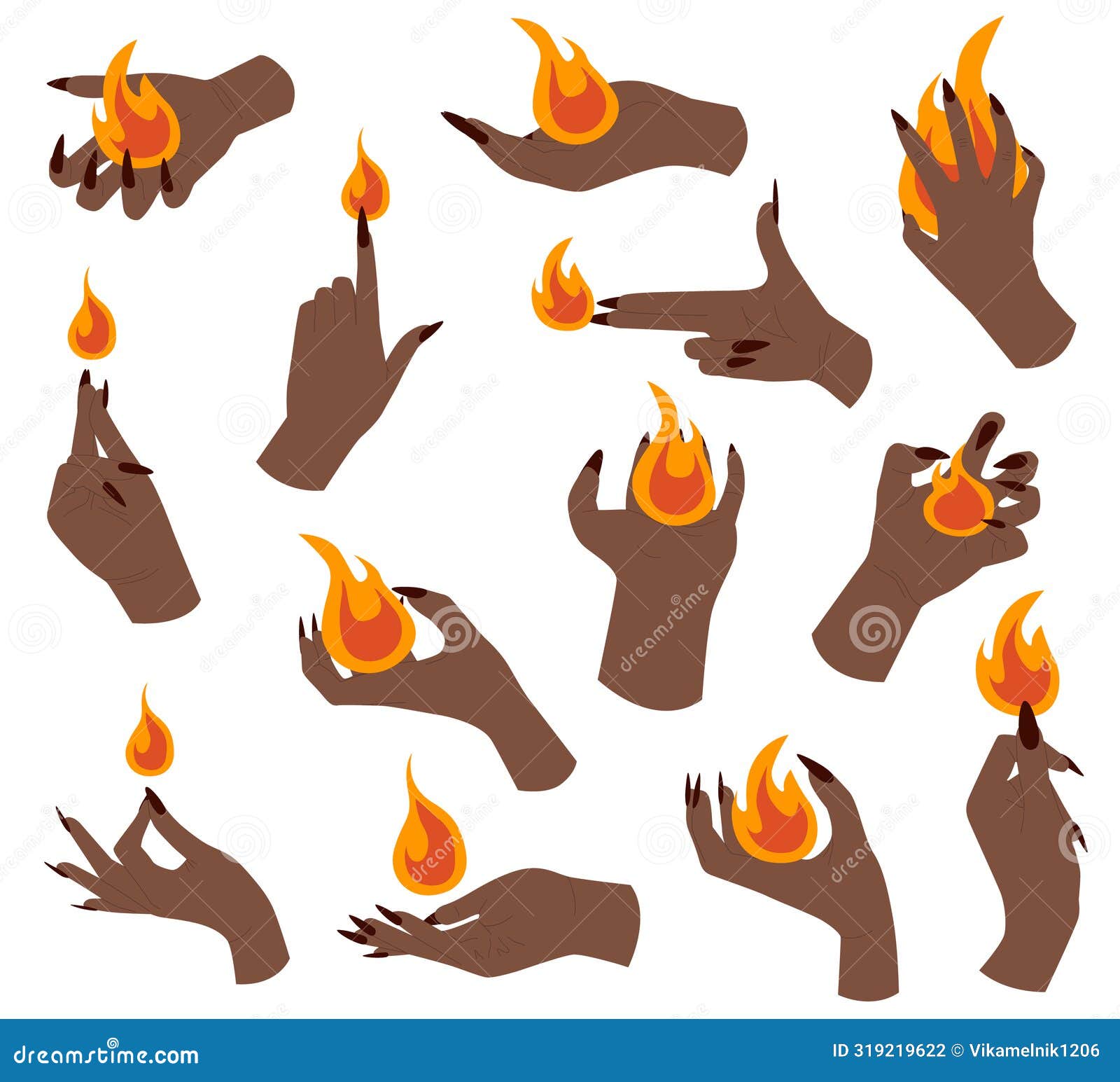 Hands holding fire stock vector. Illustration of flame - 319219622