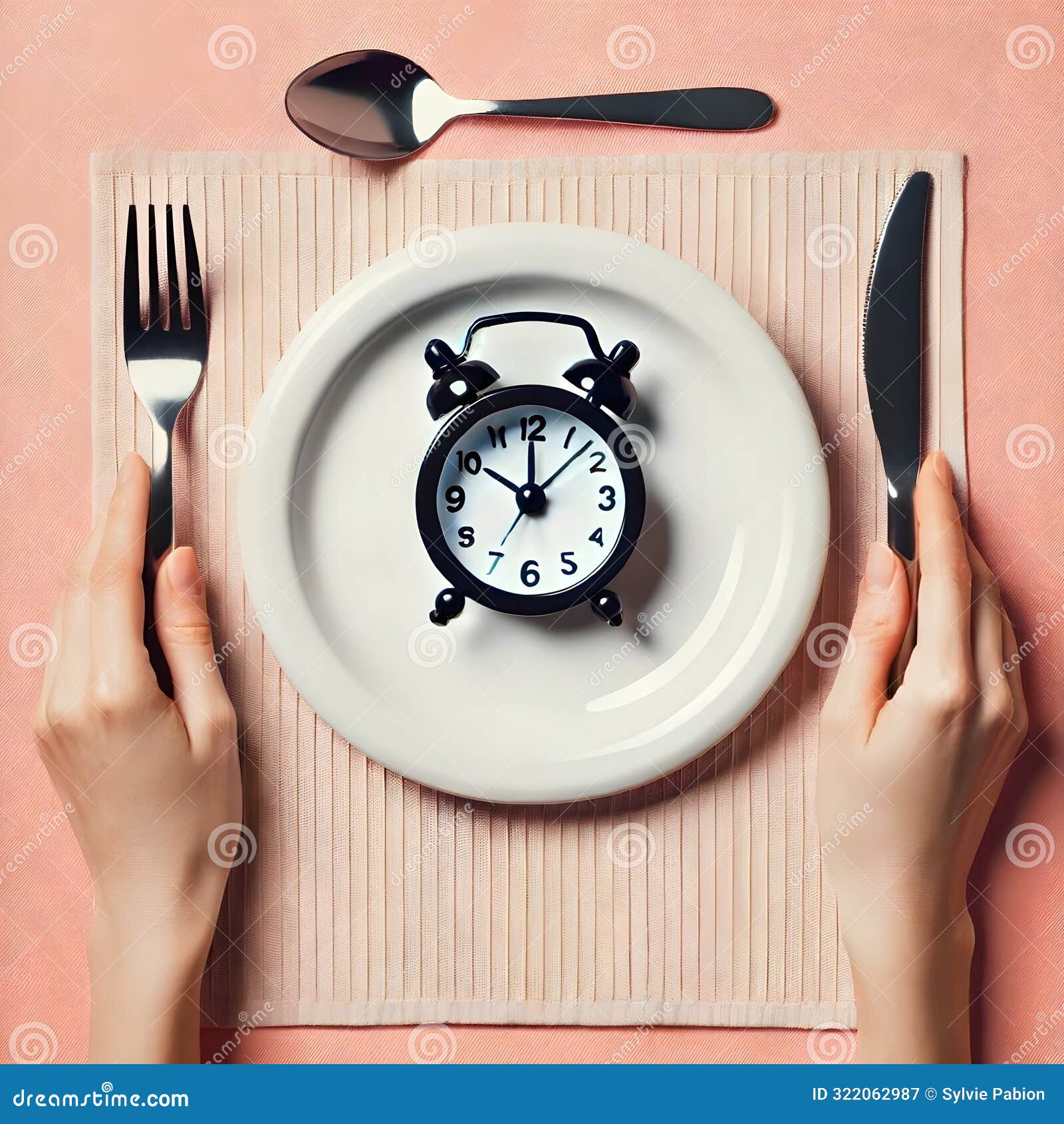Intermittent Fasting Concept with Clock on Plate Stock Illustration ...