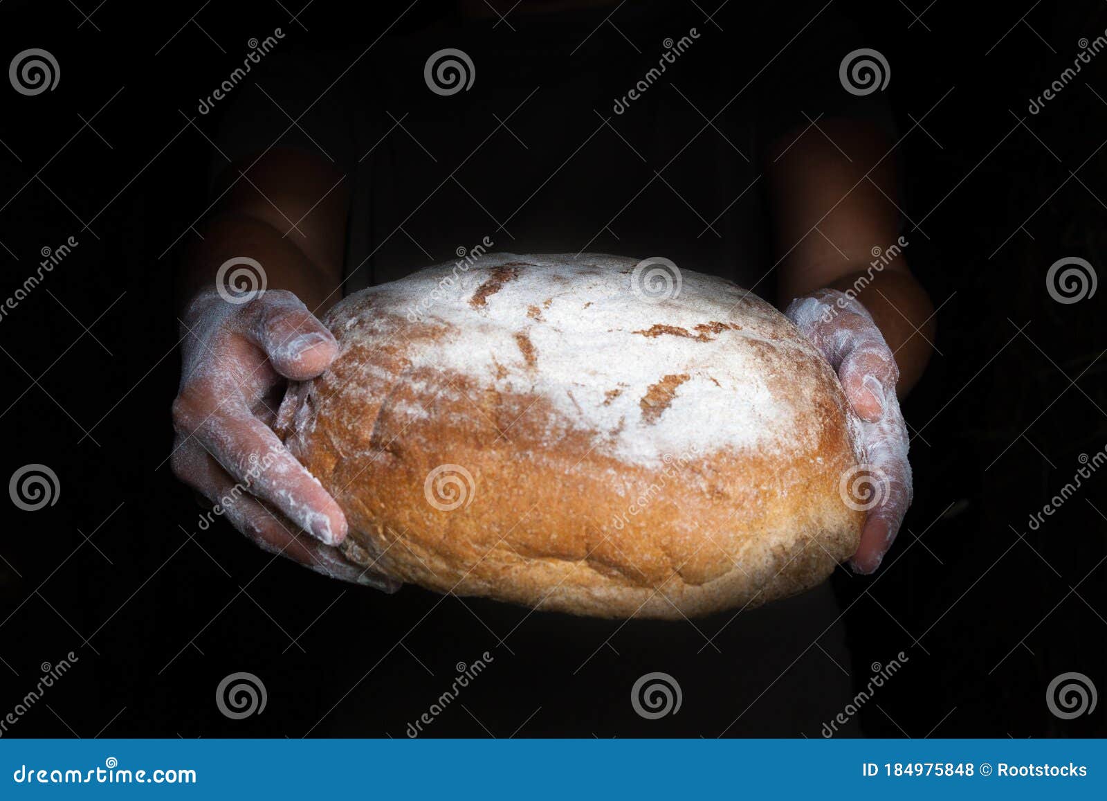 Hands Holding Fresh Round Bread Stock Photo - Image of fresh, cuisine ...