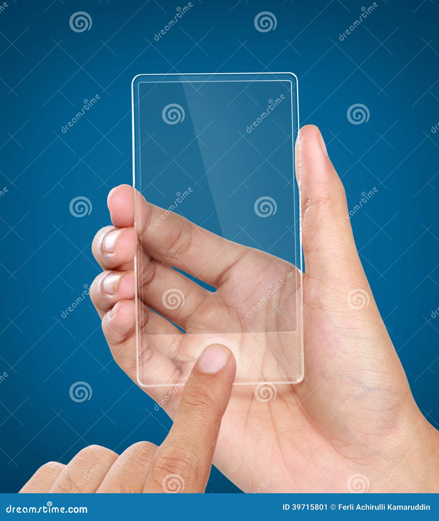 Hands Holding Futuristic Transparent Mobile Phone Stock Image - Image ...