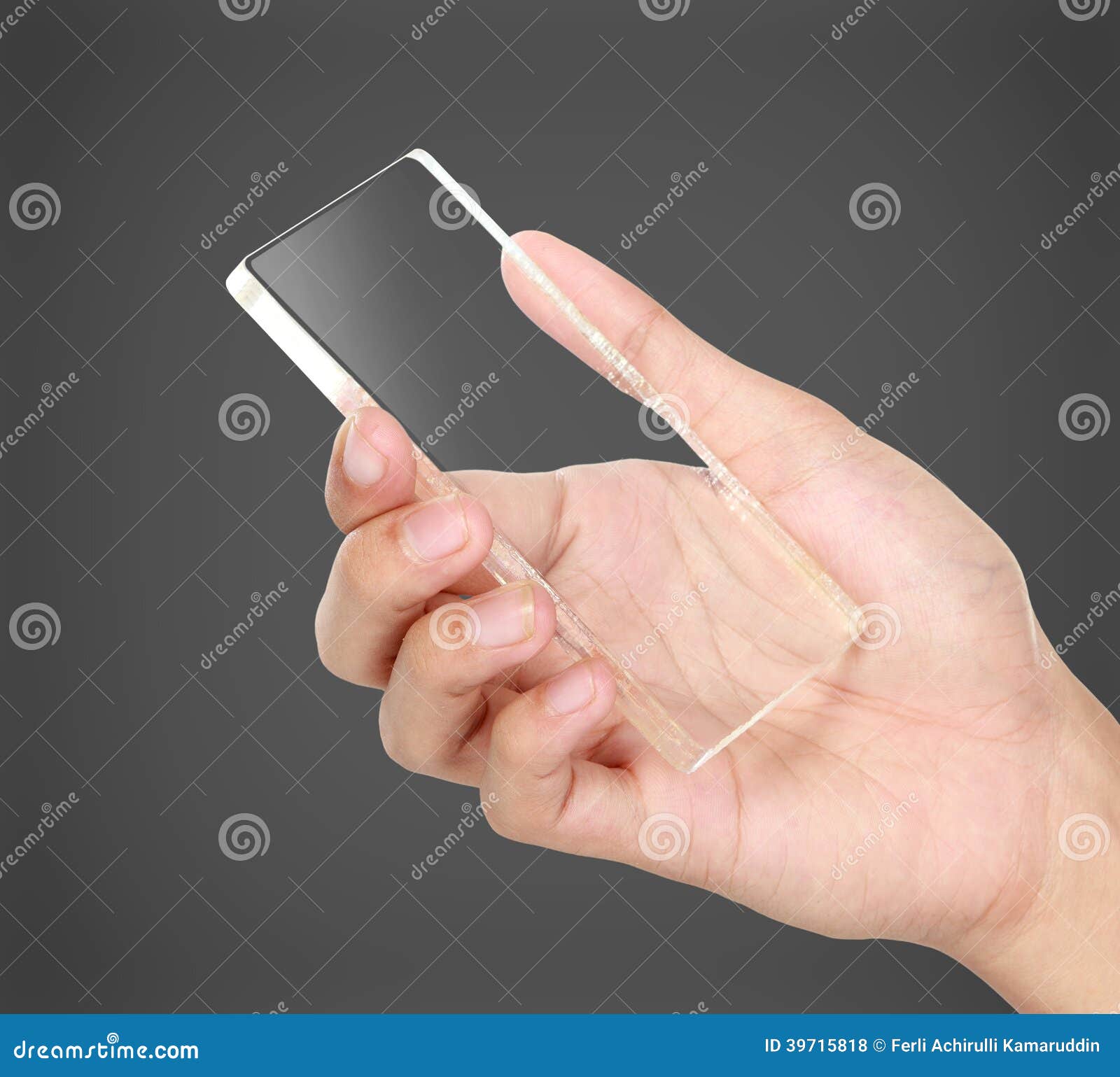 Hands Holding Futuristic Transparent Mobile Phone Stock Photo - Image ...