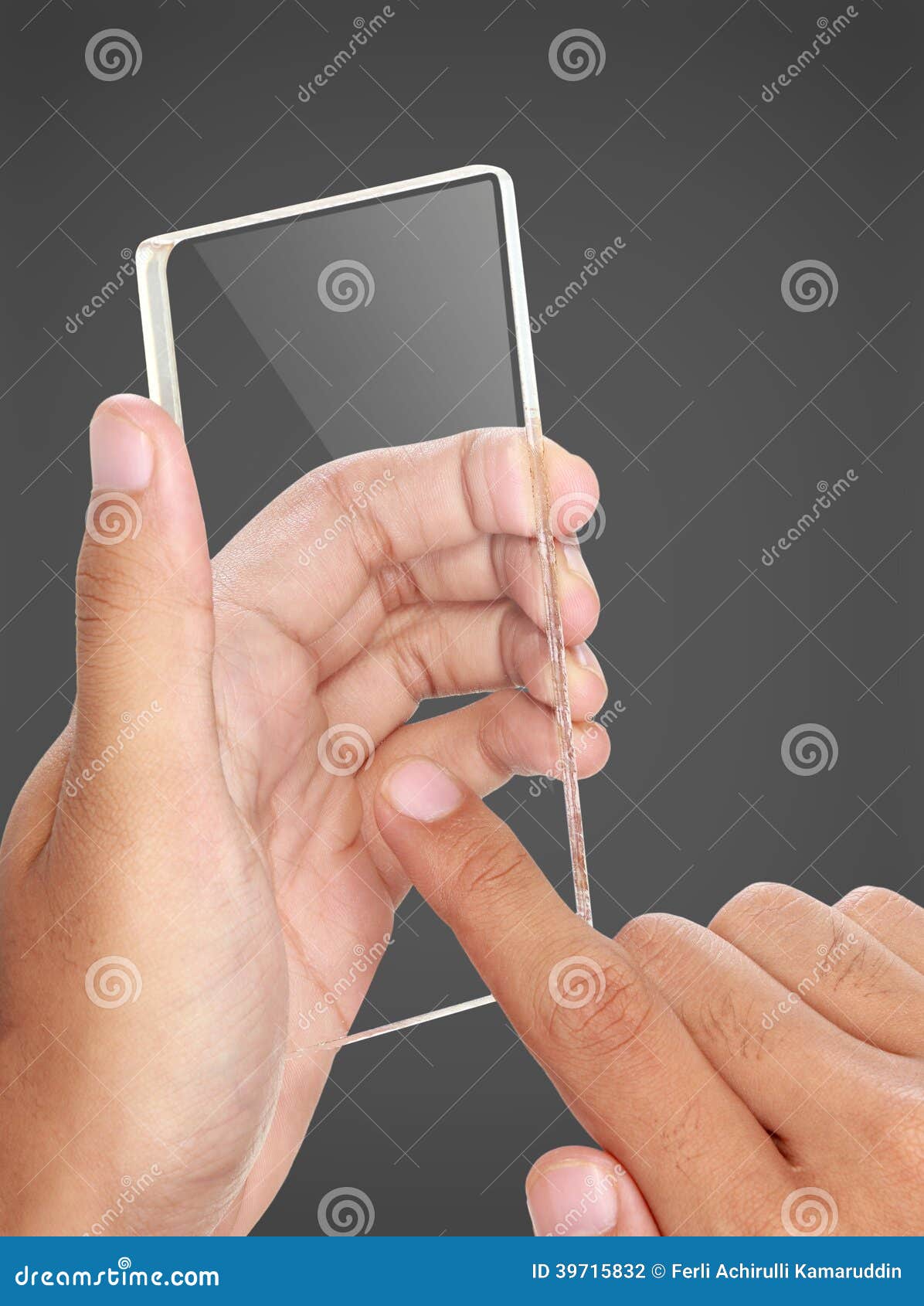 Hands Holding Futuristic Transparent Mobile Phone Stock Photo - Image ...
