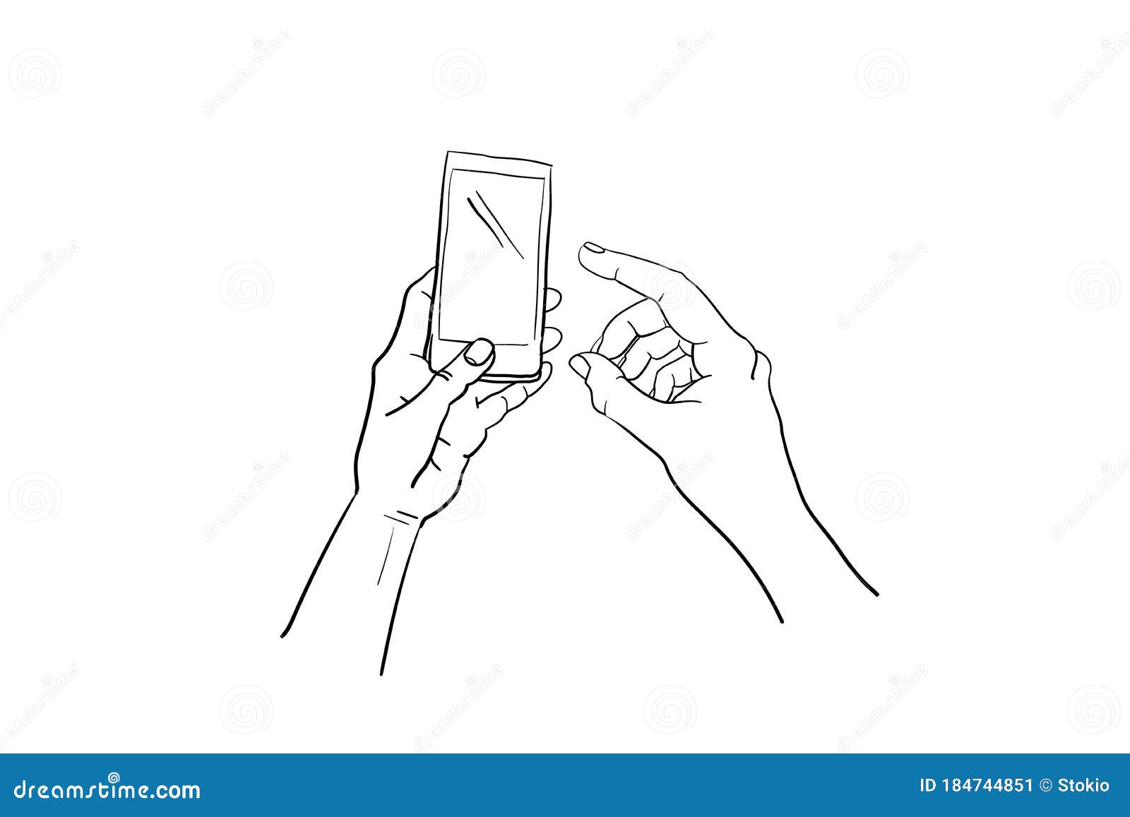 Hands Holding Gadget, Finger Touchs Screen for Interactive Digital ...