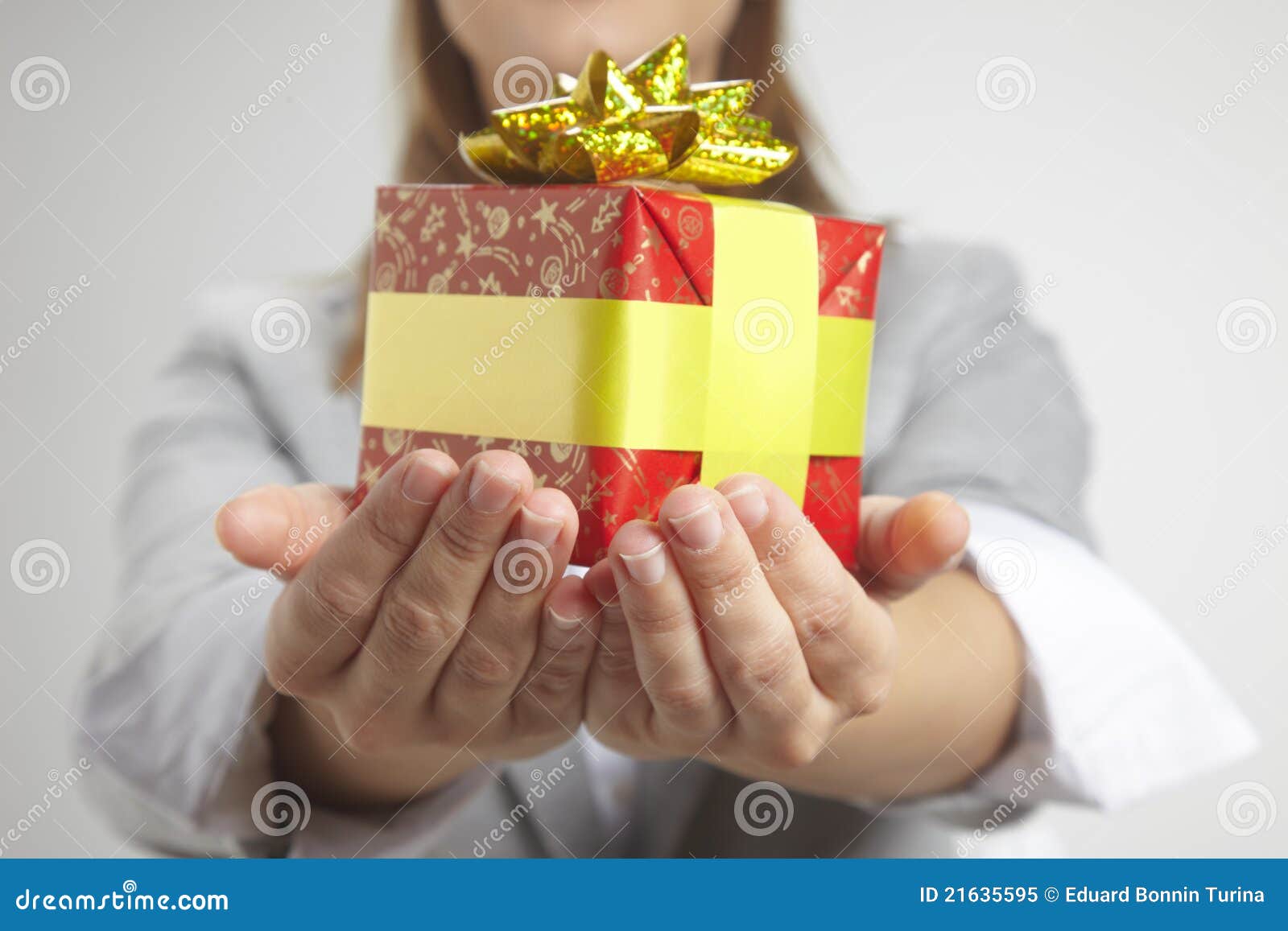 Hands holding gift stock image. Image of female, hand - 21635595
