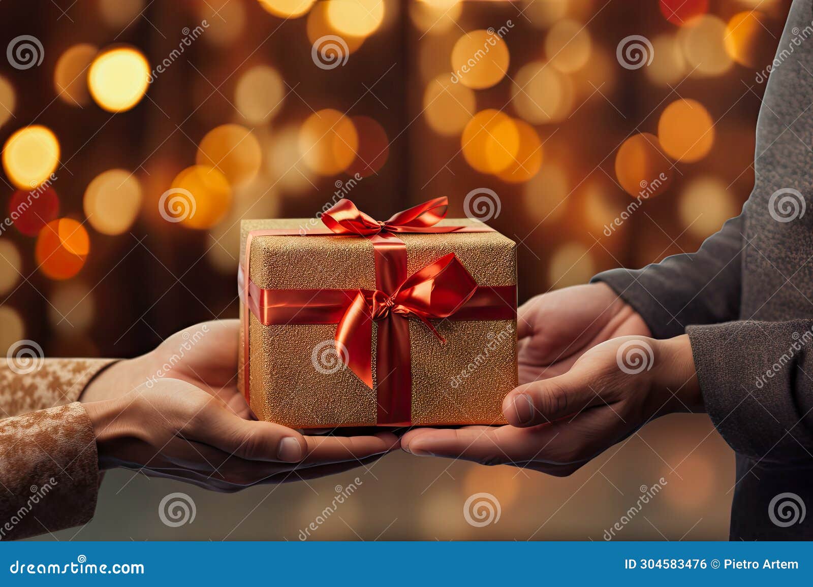 2 hands holding a gift box stock photo. Image of beautiful - 304583476