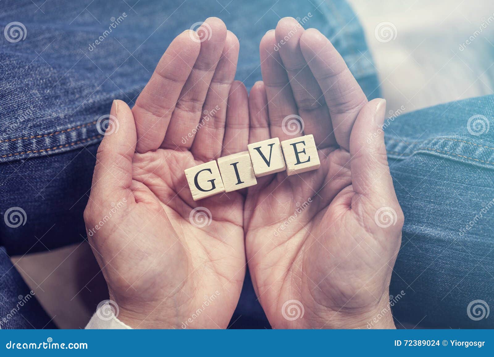 Hands holding Give message stock photo. Image of shape - 72389024