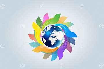 Hands Holding a Global World Map Logo Vector Web Image Stock Vector ...