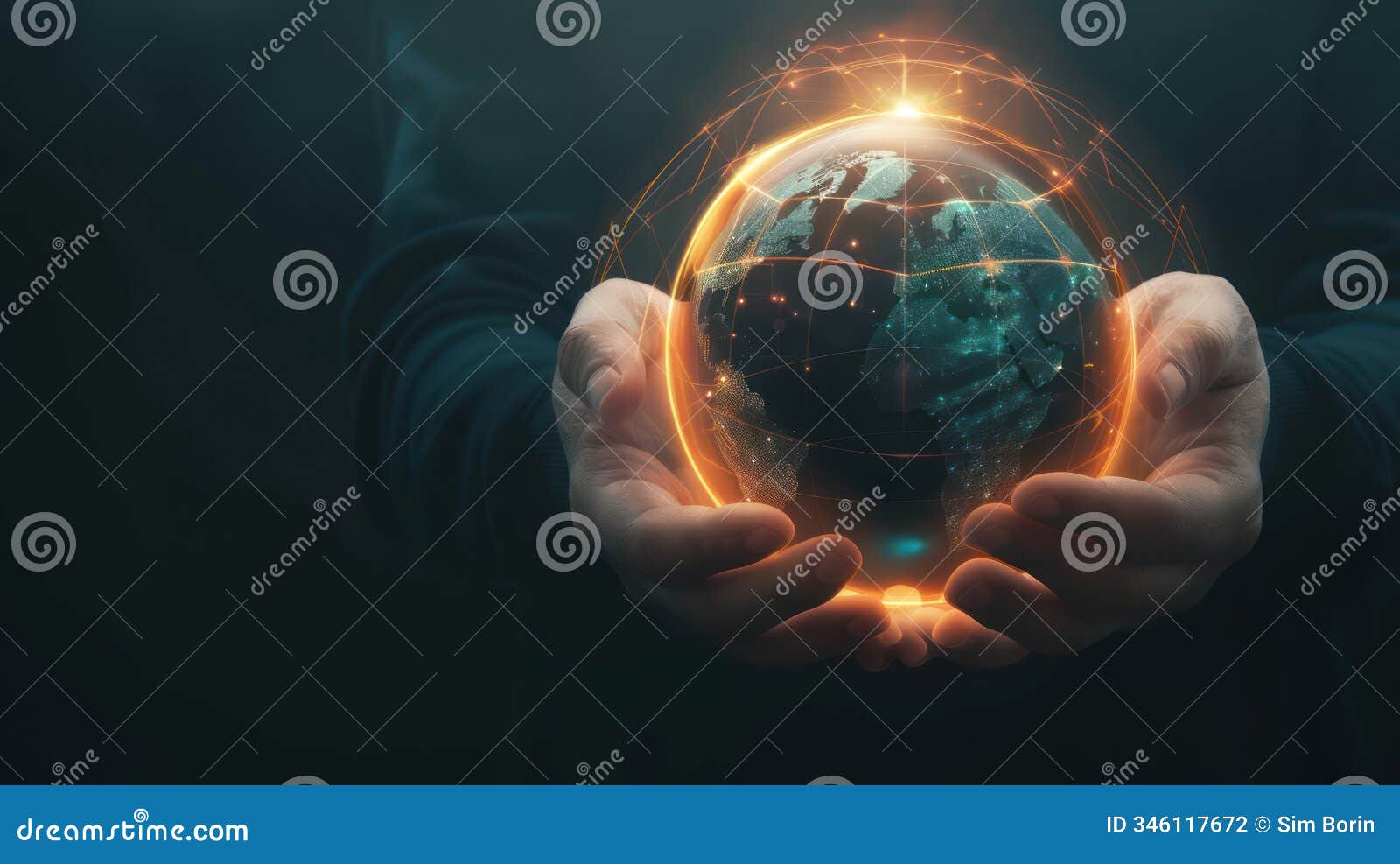 Hands Holding a Globe with a Glowing Shield Around it, Symbolizing ...