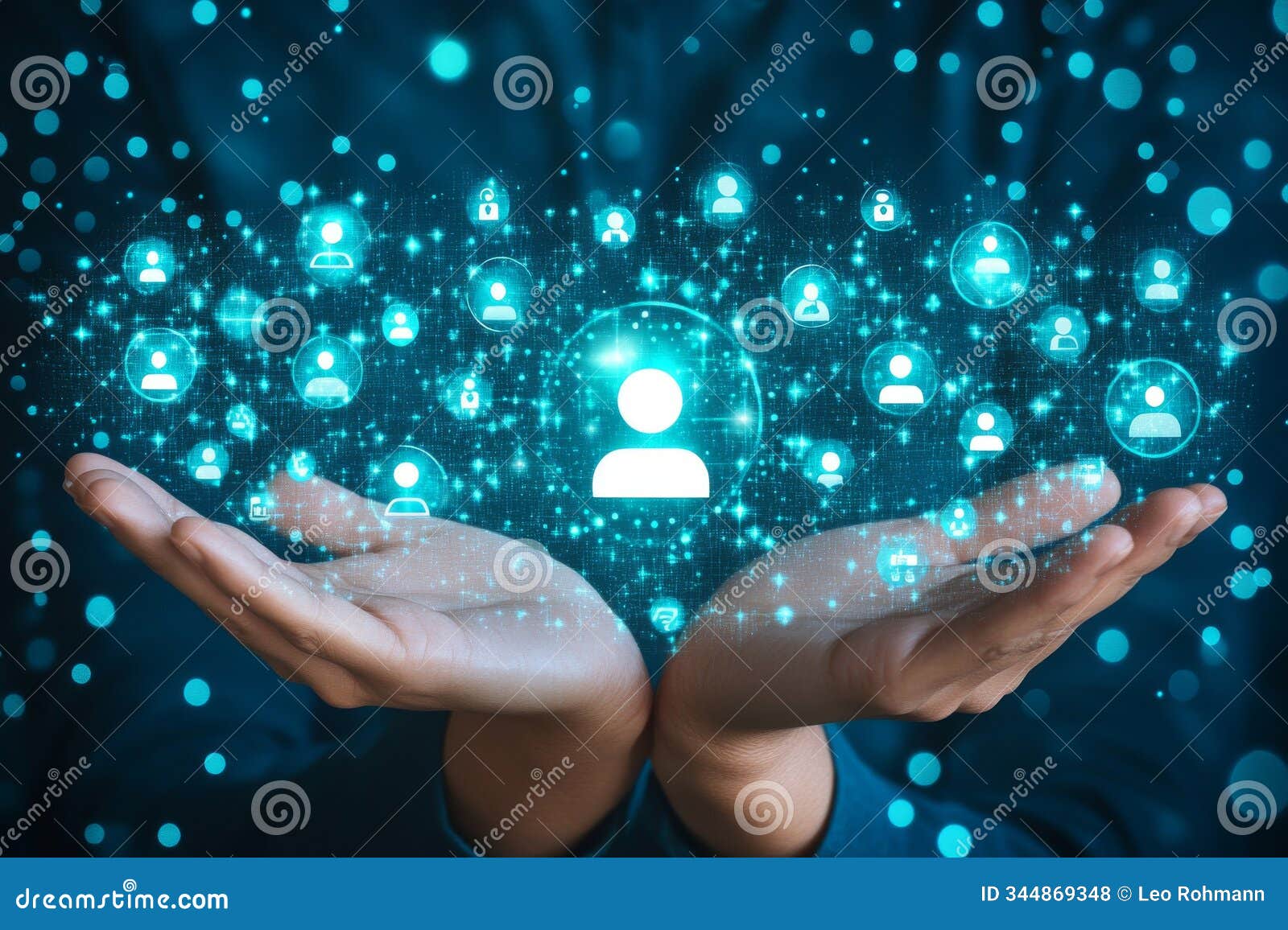 Future Interaction A 2050 Woman With A Sustainable Hologram Stock Photo ...