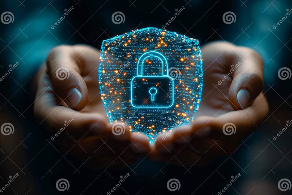 Hands Holding a Glowing Digital Shield Representing Cybersecurity in a ...