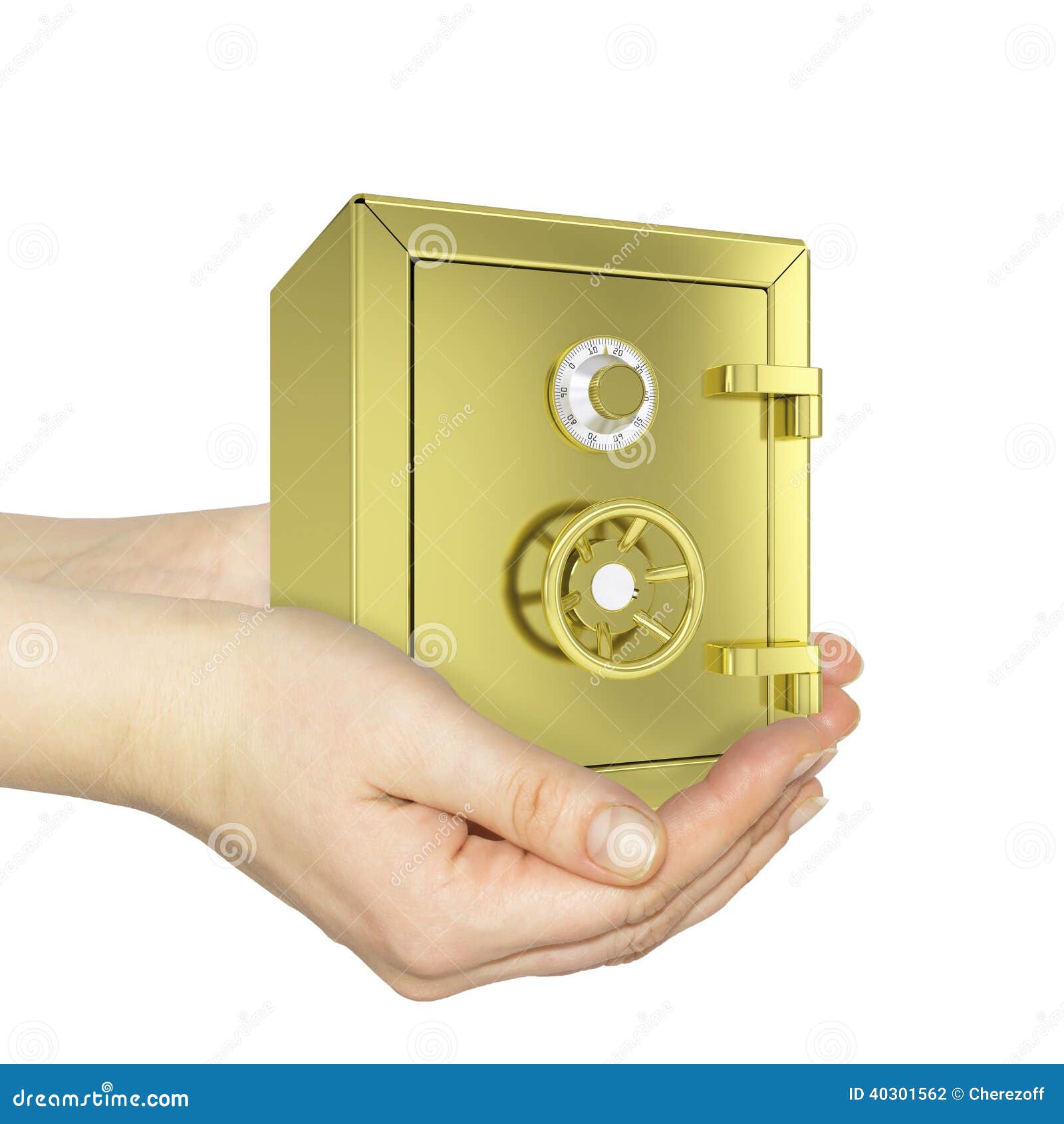 Hands holding gold safe stock photo. Image of adult, combination - 40301562