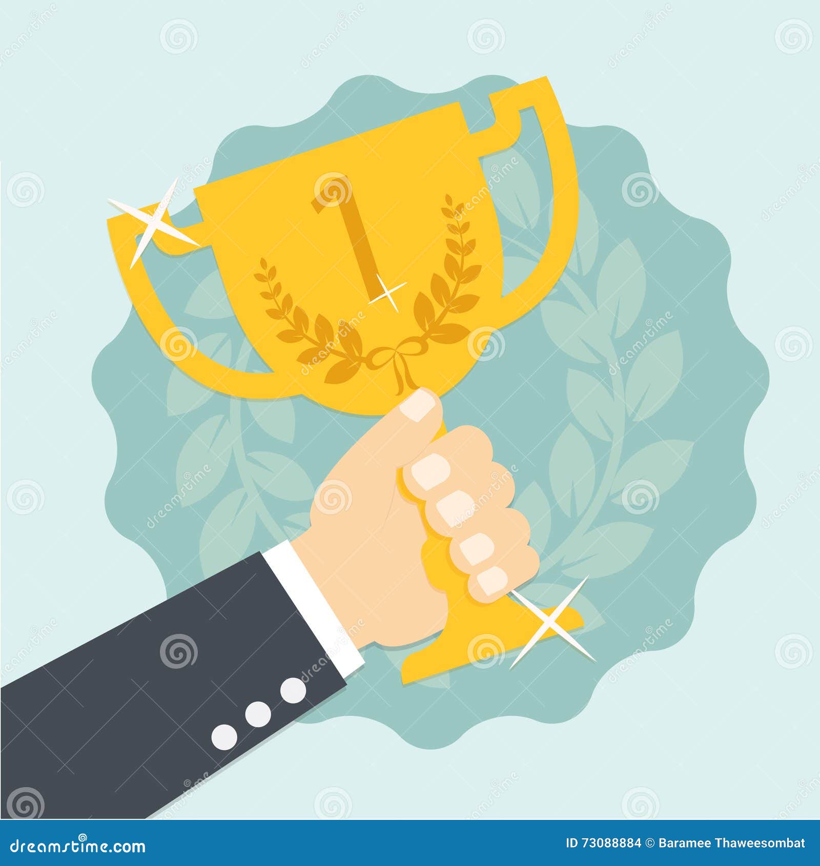 Hands Holding Golden Bowl Reward. Stock Vector - Illustration of ...