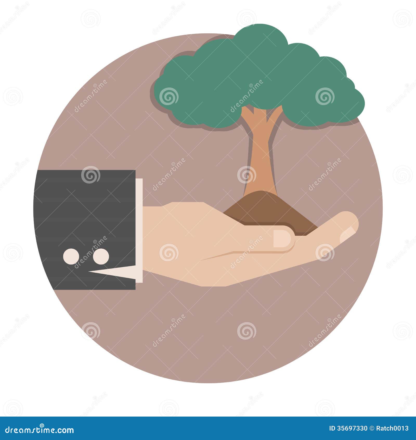 Hands holding a green tree stock vector. Illustration of human - 35697330