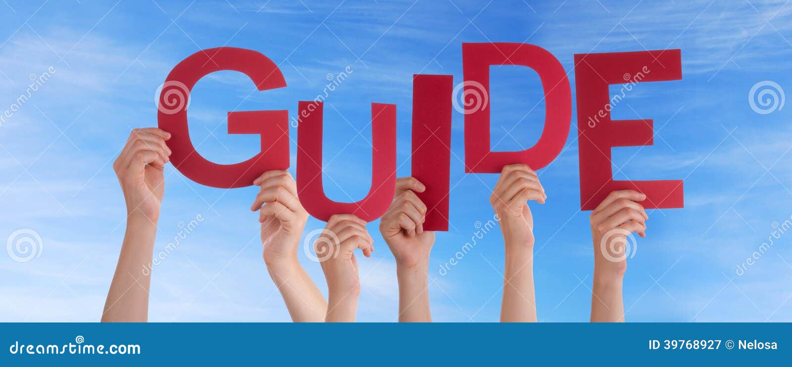 Hands Holding Guide in the Sky Stock Image - Image of direction, hand ...