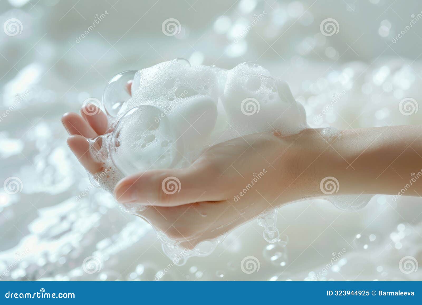 Hands Holding a Handful of Soap Bubbles. Cleanliness and Hygiene in a ...