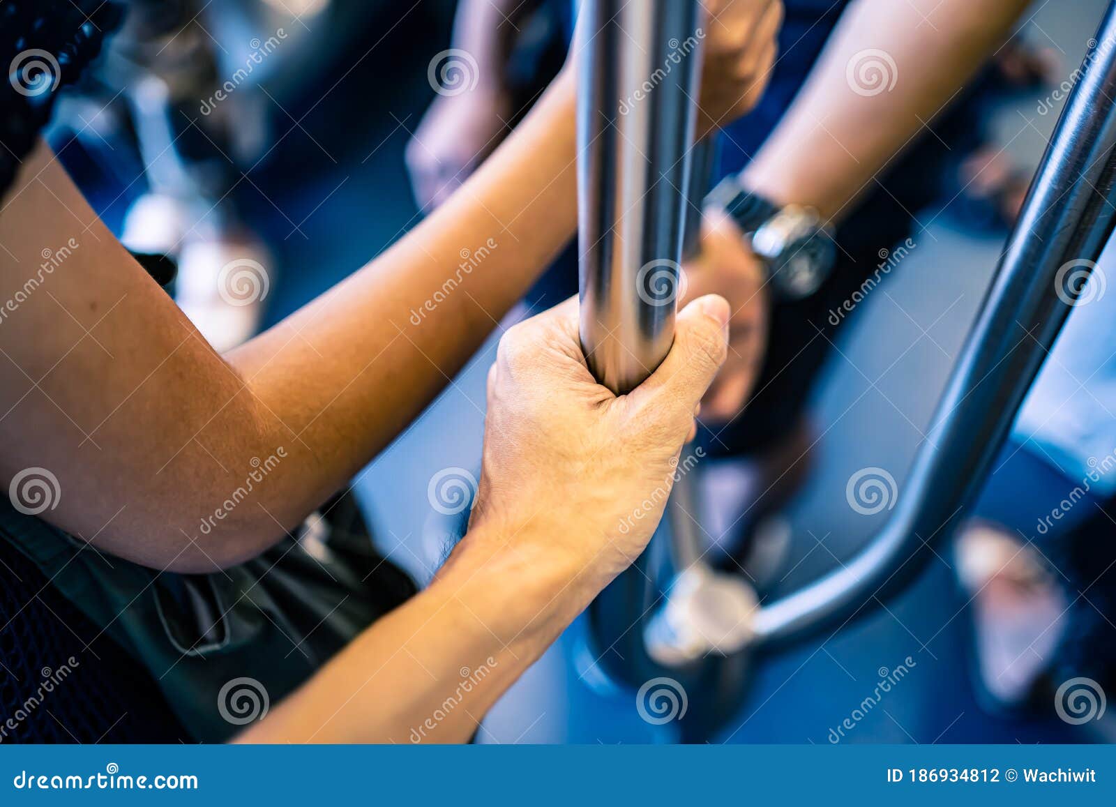 Hands Holding Handrail in the Train Stock Photo - Image of passenger ...