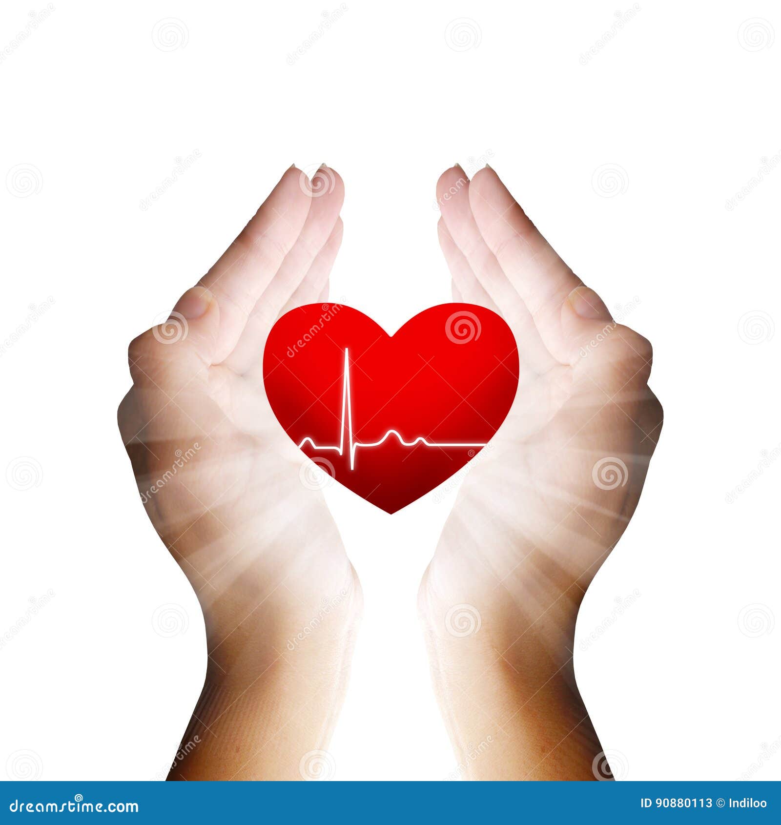 Hands holding heart stock image. Image of medical, beams - 90880113