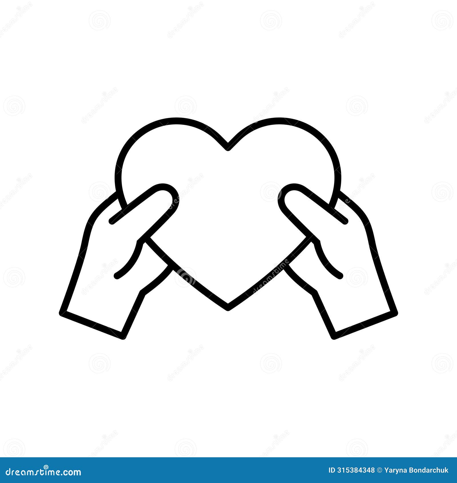Hands Holding Heart Outline Icon. Editable Stroke Stock Vector ...