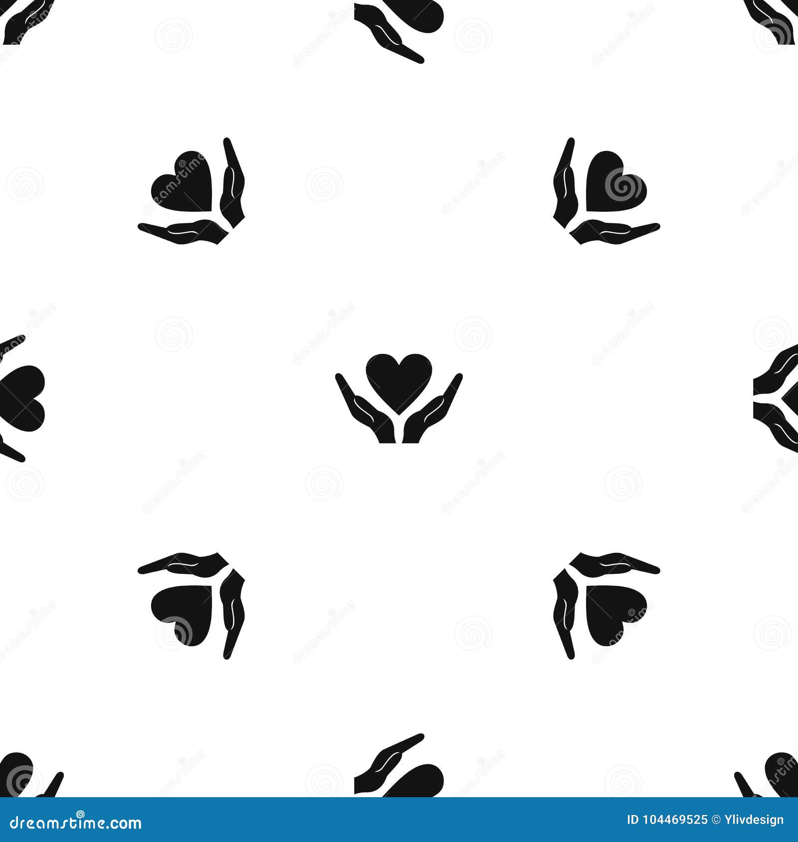 Hands Holding Heart Pattern Seamless Black Stock Vector - Illustration ...