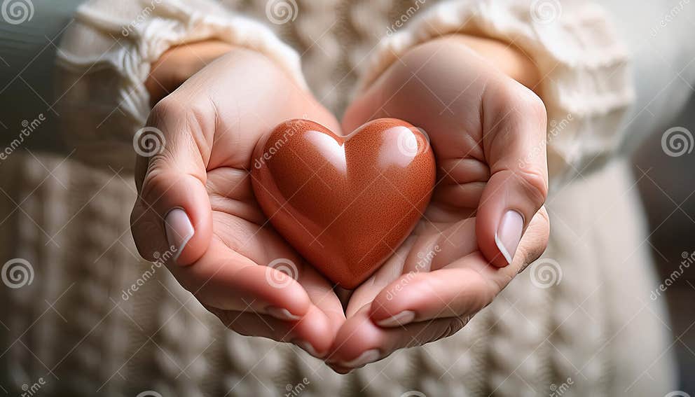 Hands Holding a Heart Symbolizing Caring and Compassion Stock ...