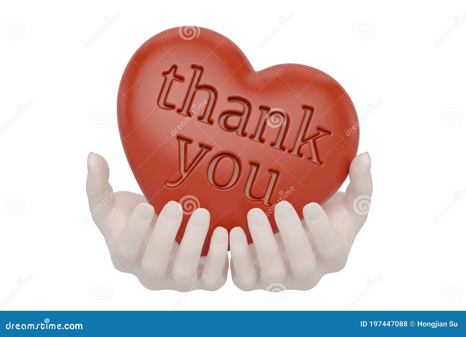 Hands Holding Heart with the Text Thank You 3D Render. 3D Illustration ...